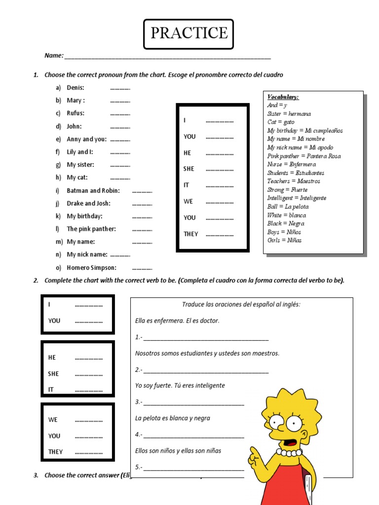 To Be Affirmative Form Worksheet Fun Activities Games Reading ...
