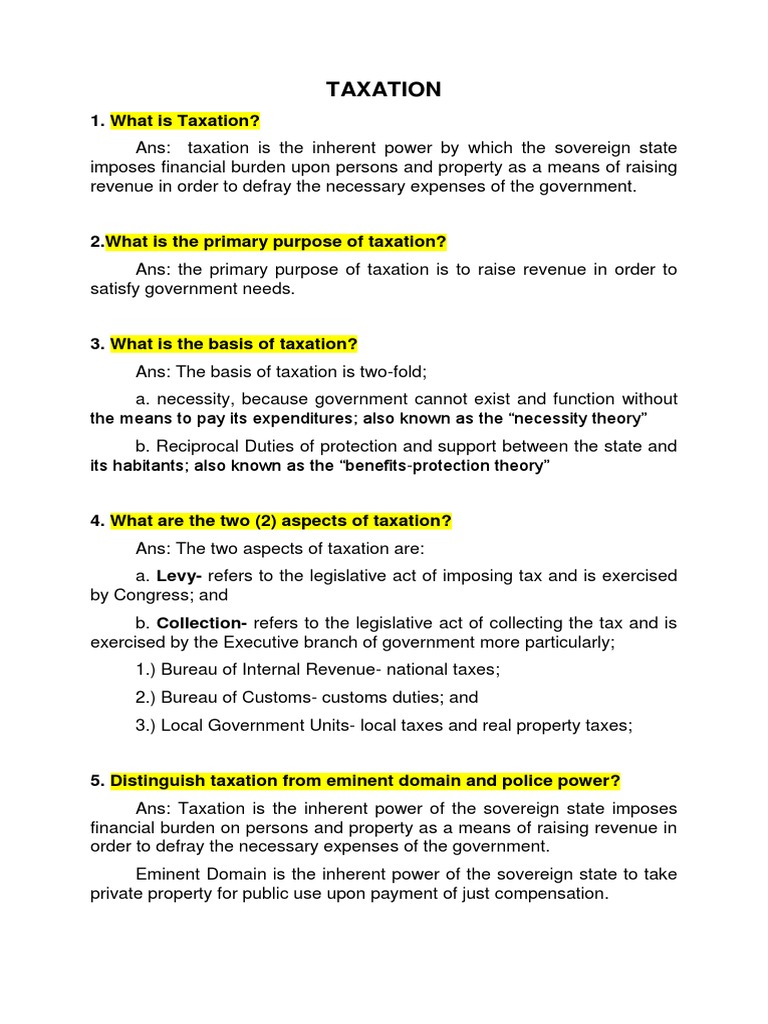 A Comprehensive Overview of Taxation: Its Principles, Purposes, Bases ...