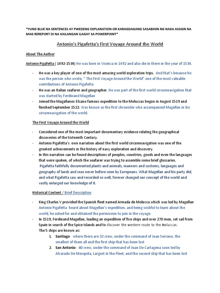 Pigafetta's Account of Magellan's Voyage | PDF | Exploration | Water ...