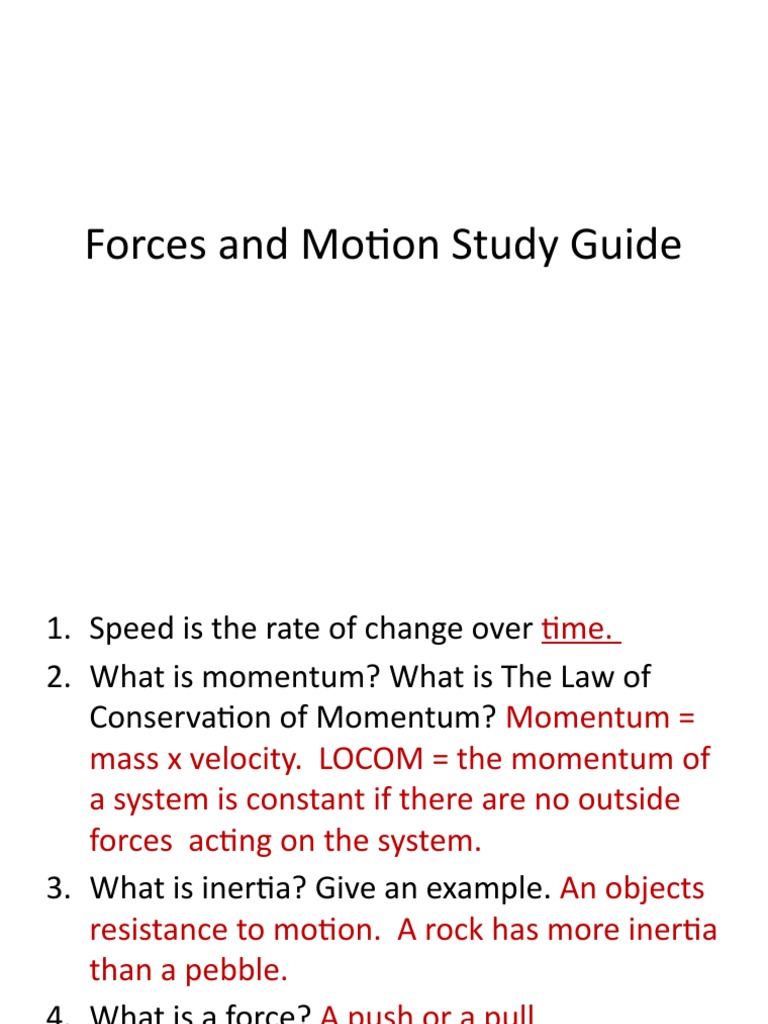 Forces and Motion Study Guide | PDF | Force | Newton's Laws Of Motion