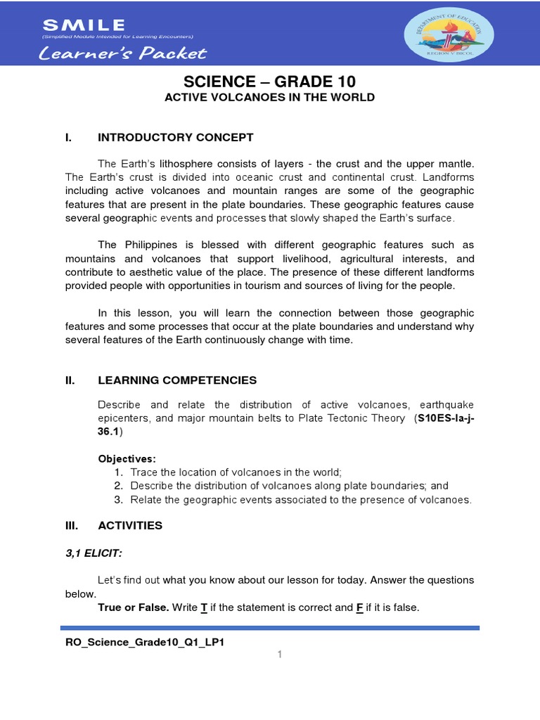 Science - Grade 10: Active Volcanoes in The World | PDF | Volcano ...