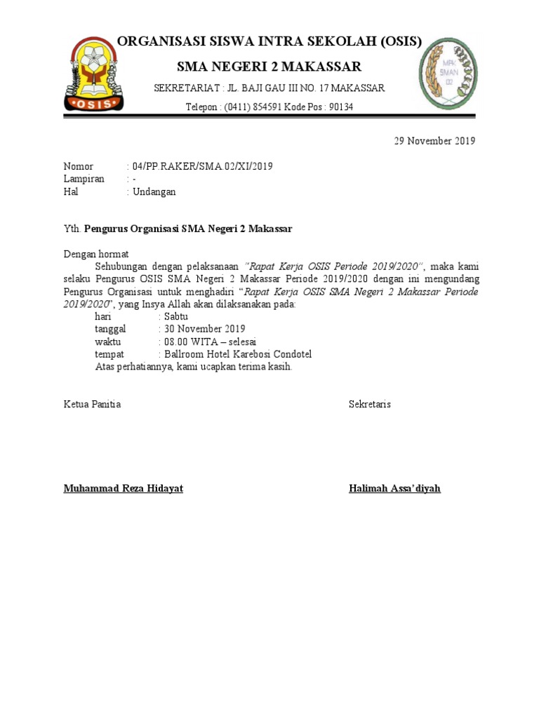 Undangan Raker Organisasi | PDF