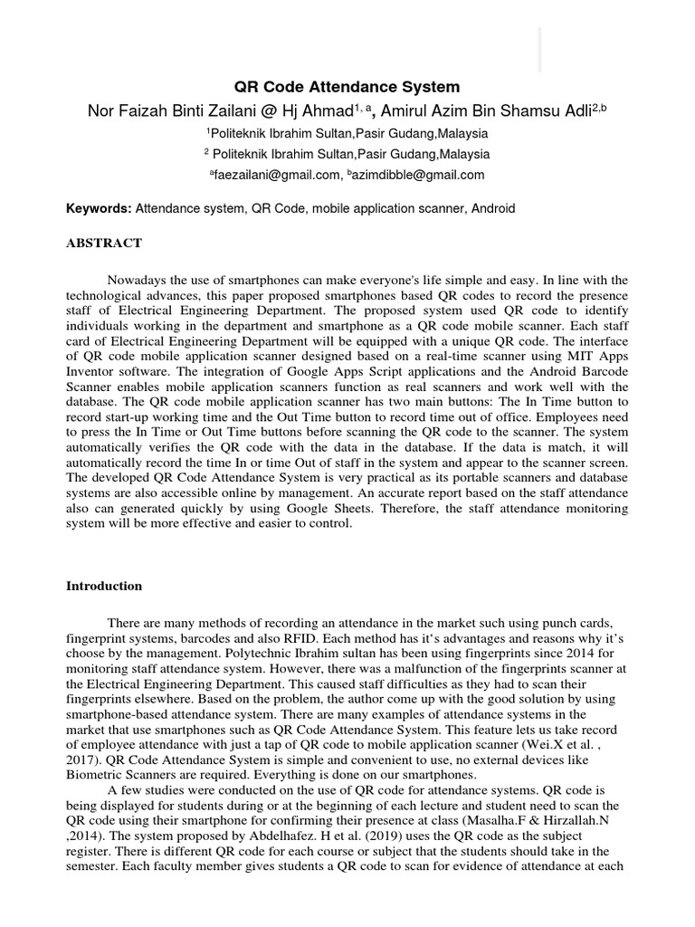 QR Code Attendance System | PDF | Qr Code | Web Application