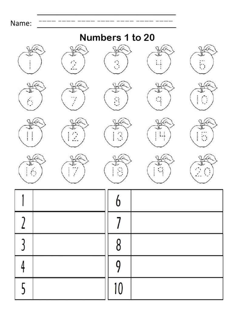 Numbers - 1 - To - 20 G1-T1 | PDF
