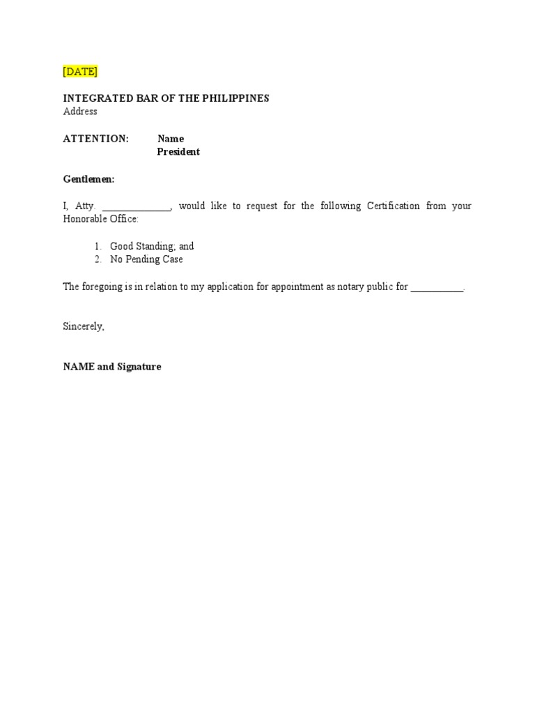Letter Request - Notarial Commission | PDF