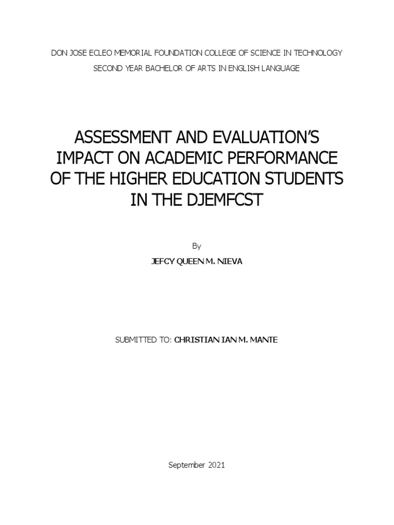 Assessment and Evaluation | PDF | Educational Assessment | Evaluation
