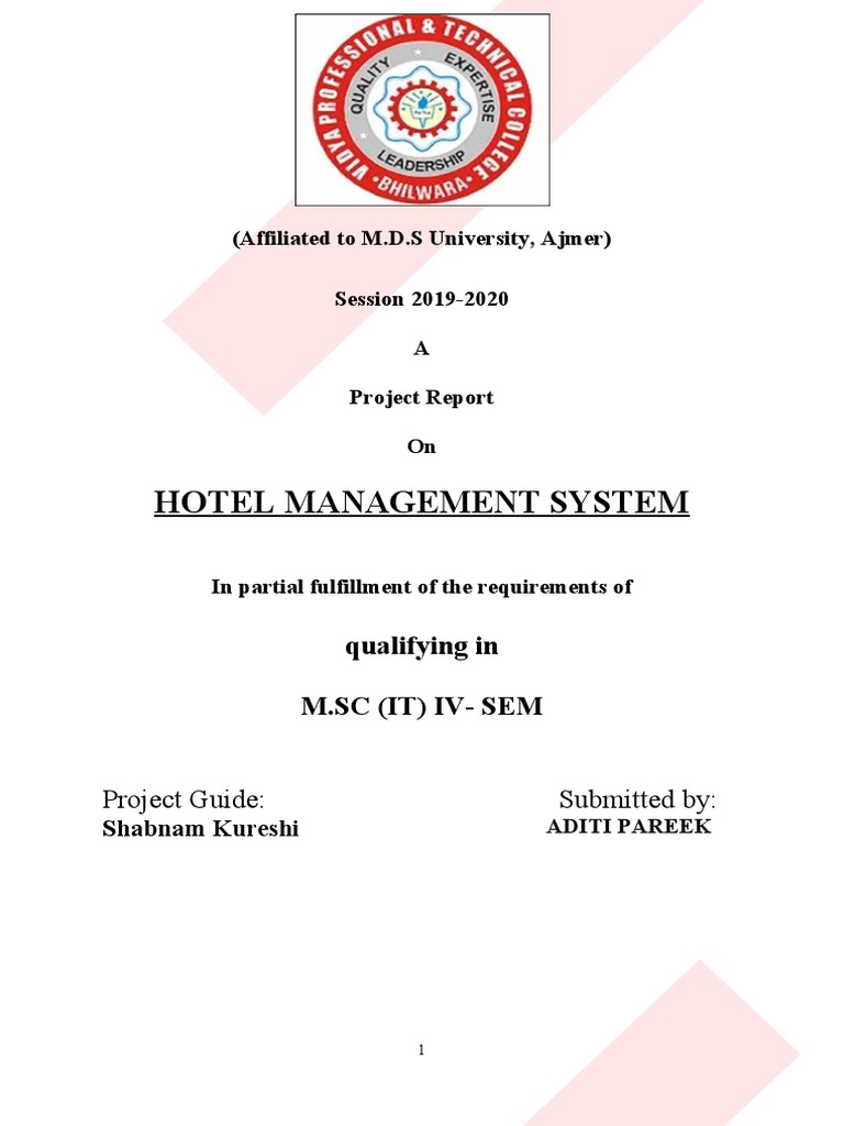 Hotel Management Report | PDF | Window (Computing) | Visual Basic .Net