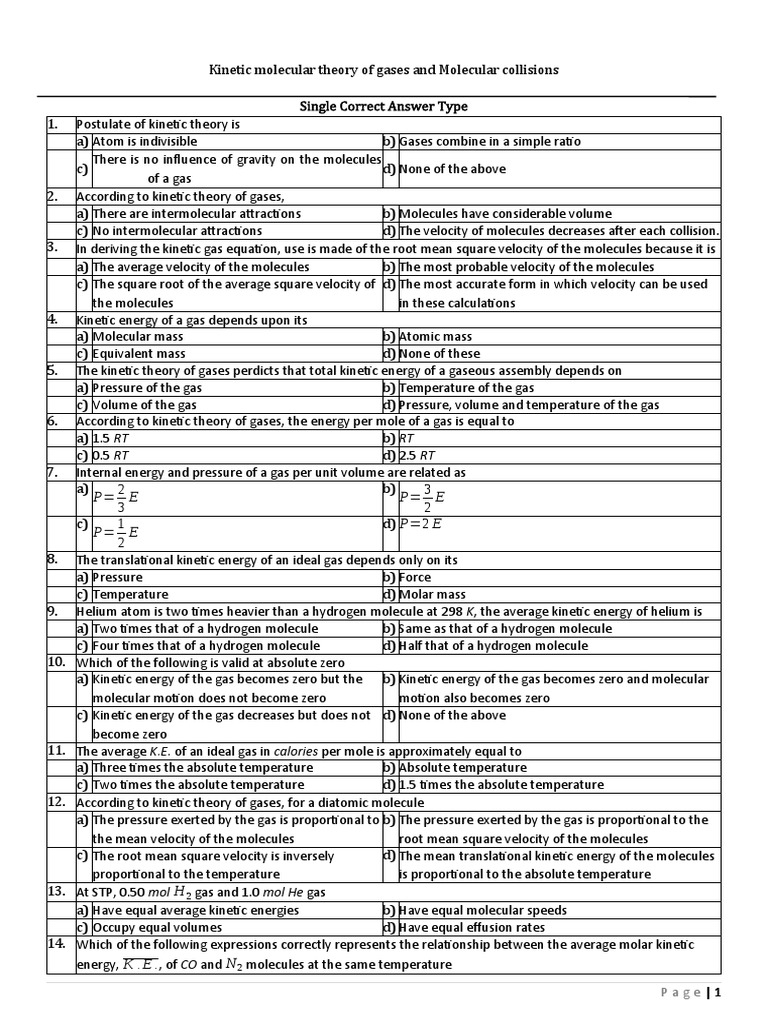 Kinetic Theory of Gases: Key Concepts | PDF | Gases | Temperature