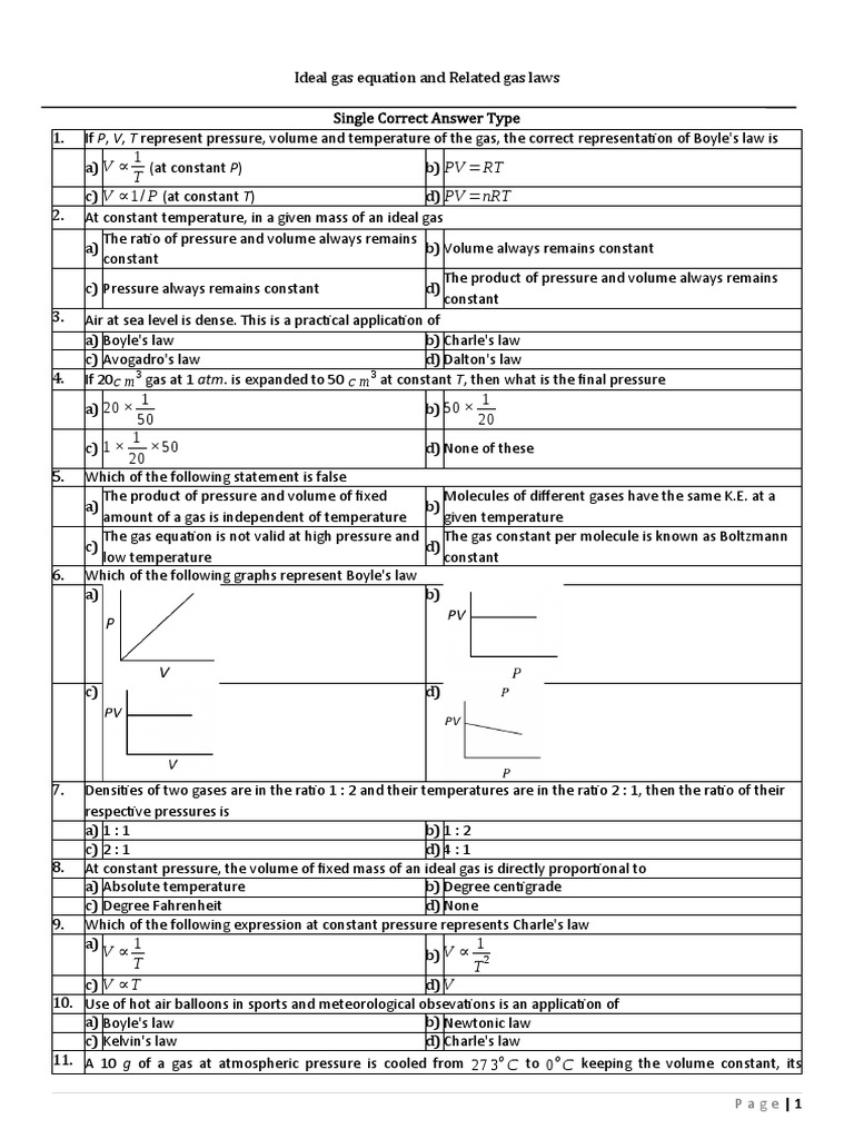 Ideal Gas Equation | PDF | Gases | Mole (Unit)
