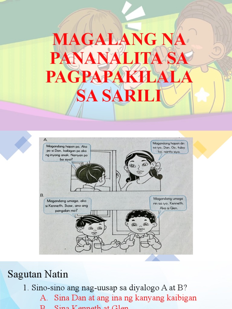 Magalang Na Pananalita Sa Pagpapakilala Sa Sarili | PDF
