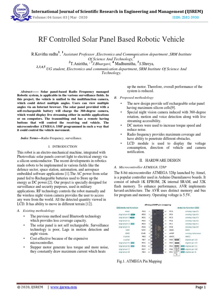 RF Controlled Solar Panel Based Robotic Vehicle | PDF | Rectifier ...