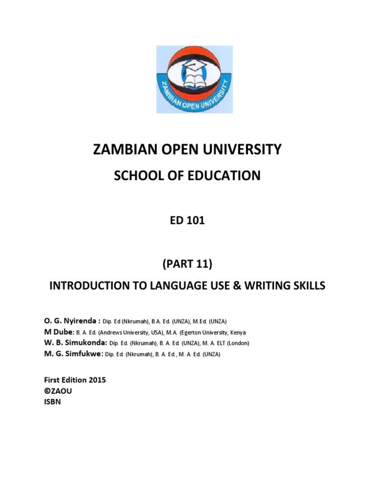 Ed 101 (Part Ii) Introduction To Language Use Writing Skills | Download ...