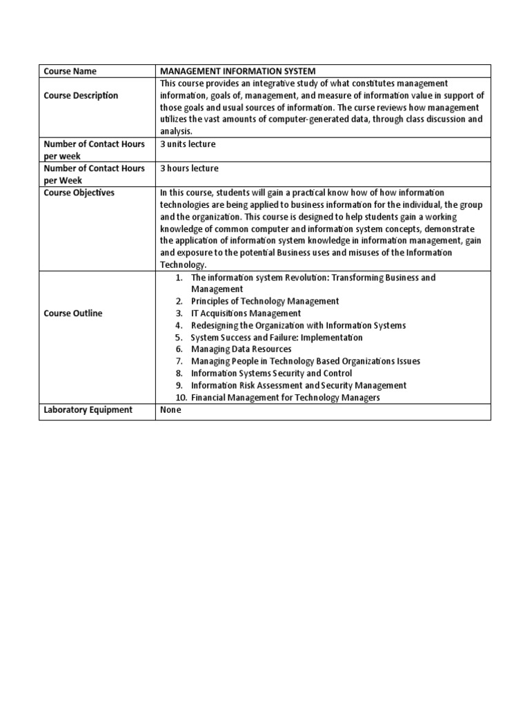 Management Information Systems Course | PDF