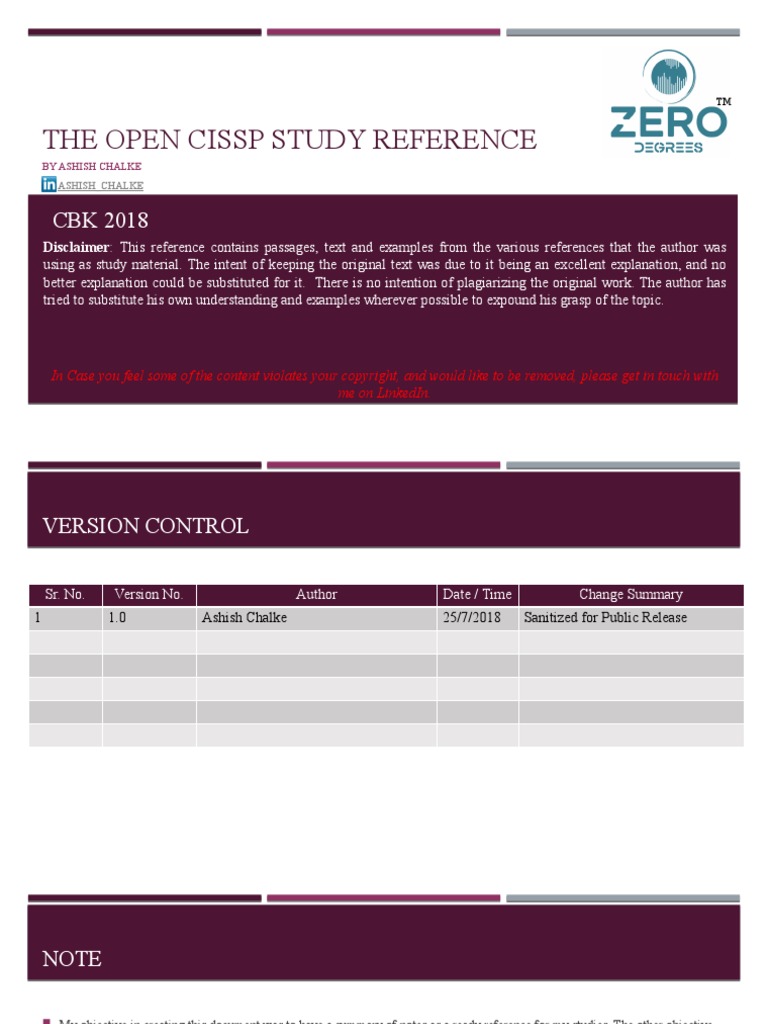 The Open Cissp Study Guide-Final | PDF | Vulnerability (Computing) | Risk