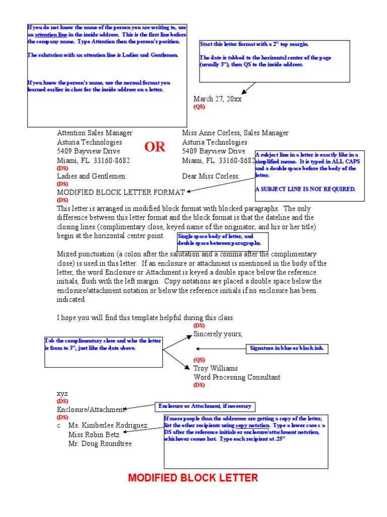 Modified Block Letter Format - Example | PDF | Linguistics | Communication