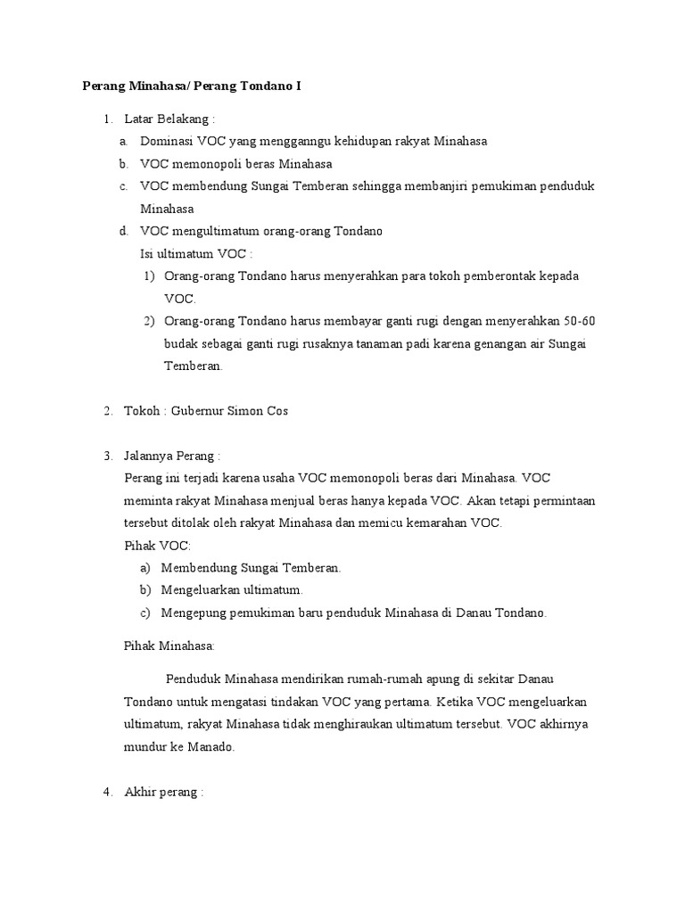 Perang Minahasa Tondano | PDF