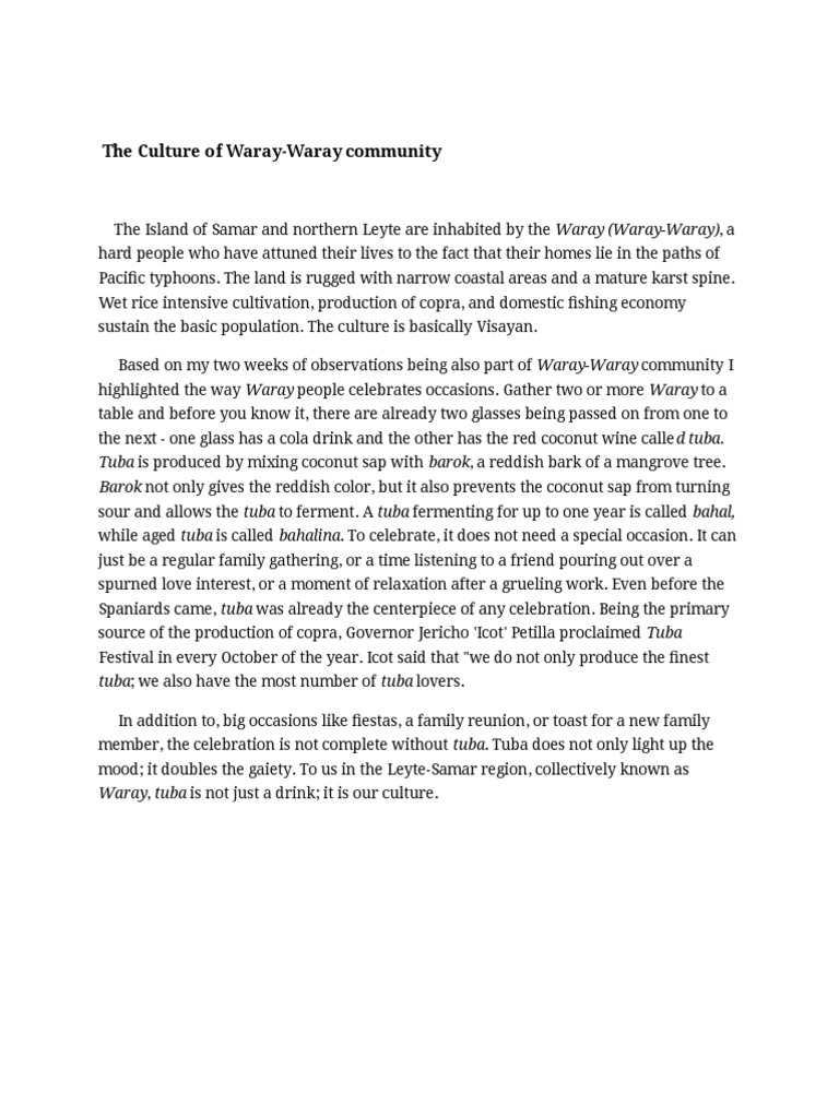 The Culture of The Waray-Waray Community | PDF