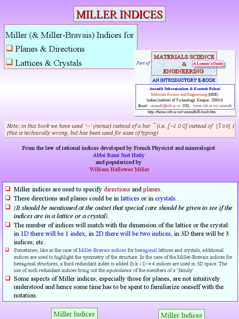 Understanding Miller Indices in Crystals | PDF | Crystal Structure ...