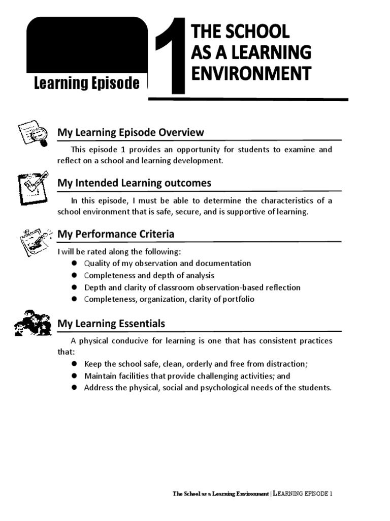 My Learning Episode Overview | PDF | Classroom | Schools