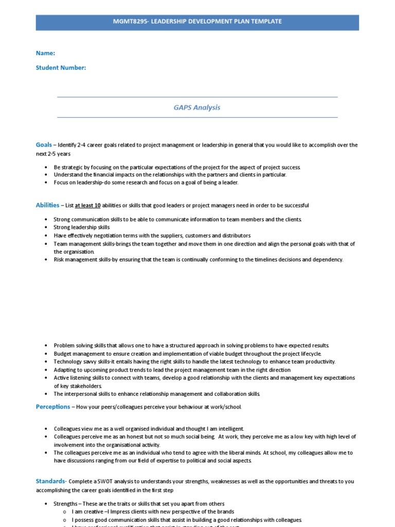 Leadership Development Plan Template | PDF | Leadership | Leadership