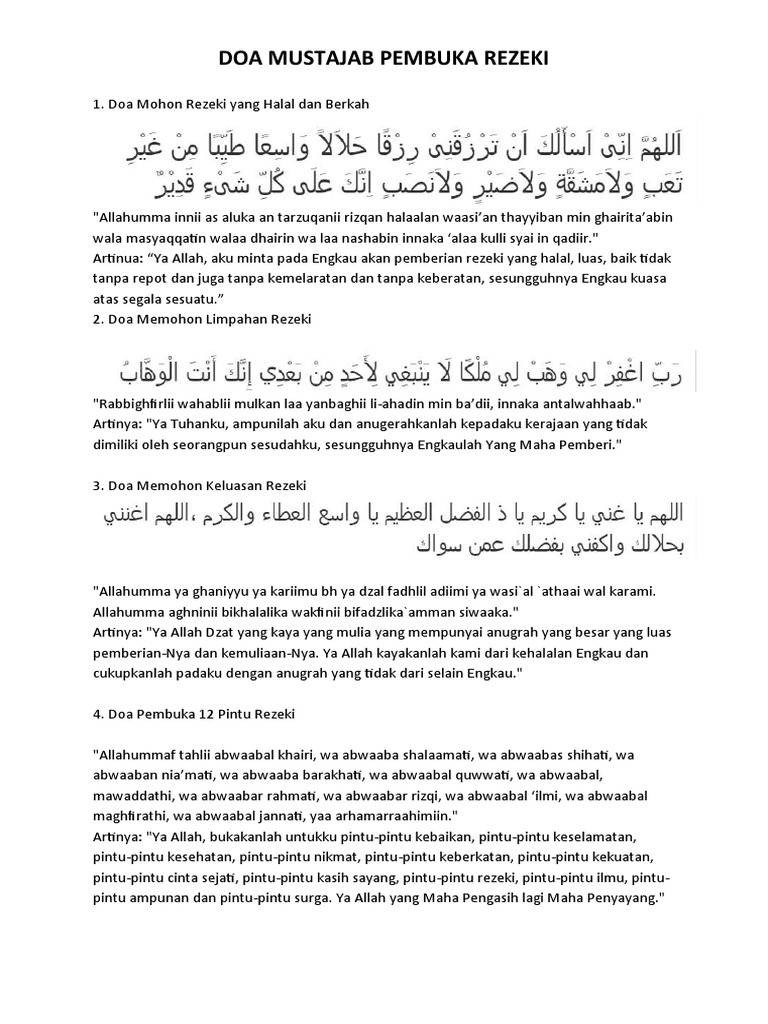 Doa Mustajab Pembuka Rezeki | PDF