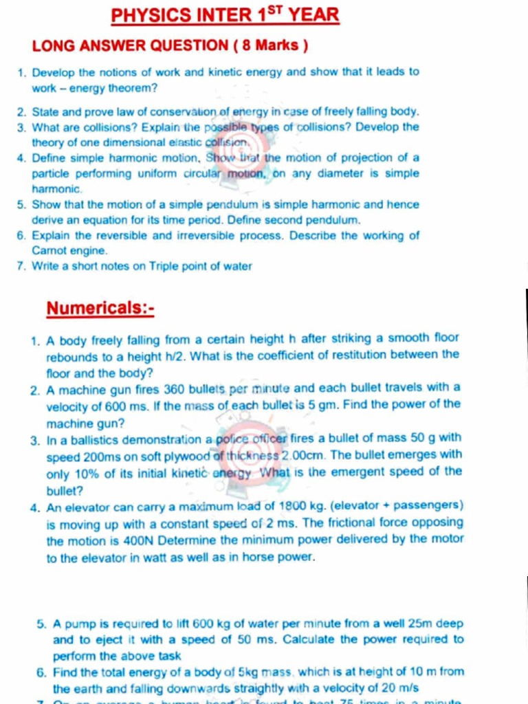 Physics Important Questions 2021 | PDF | Force | Gases