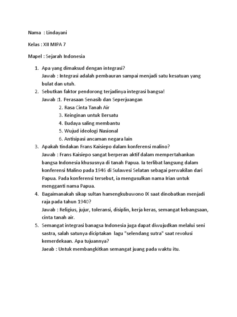 Lindayani - XII MIPA 7 - Sejarah | PDF