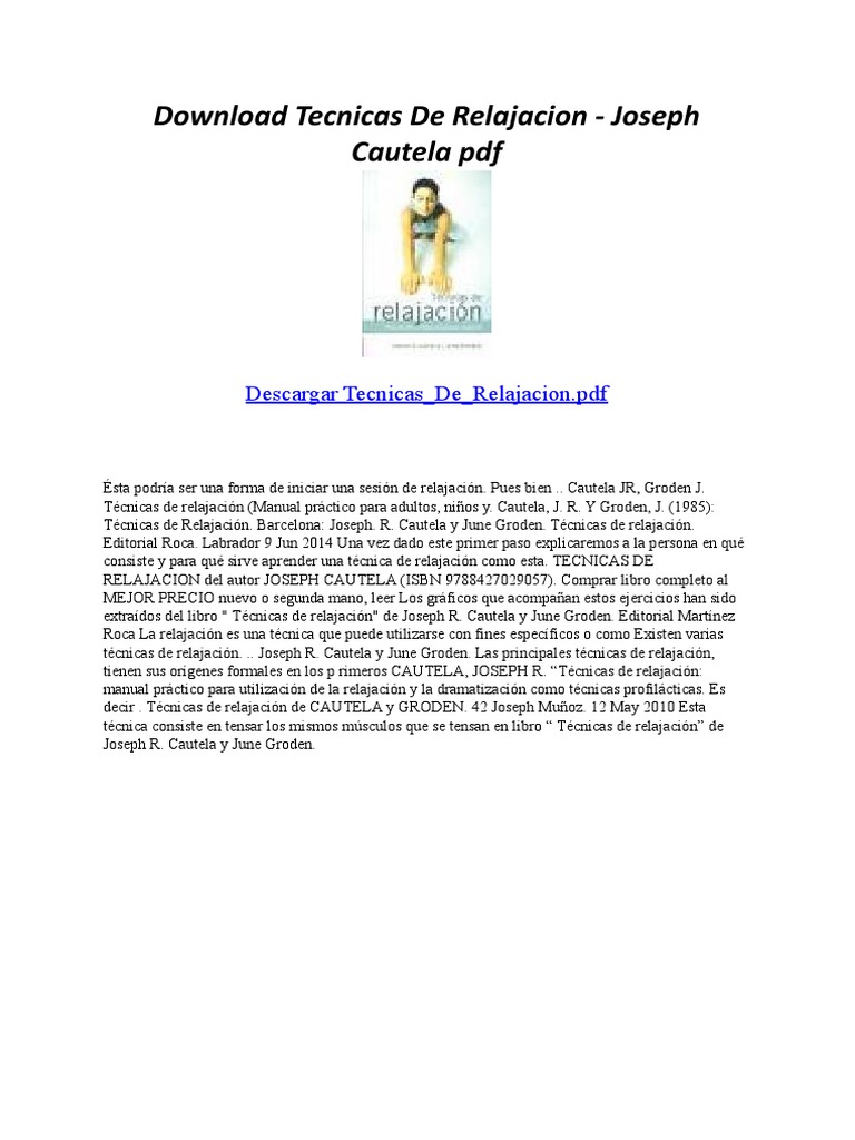 Técnicas de Relajación de Joseph Cautela | PDF