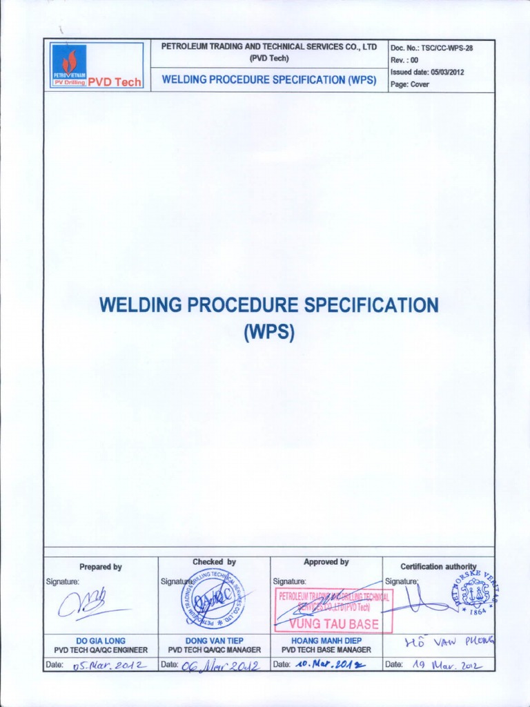 TSC-CCVT-WPS-28 Rev 00 (Welding Procedure Spec PVD) | PDF ...