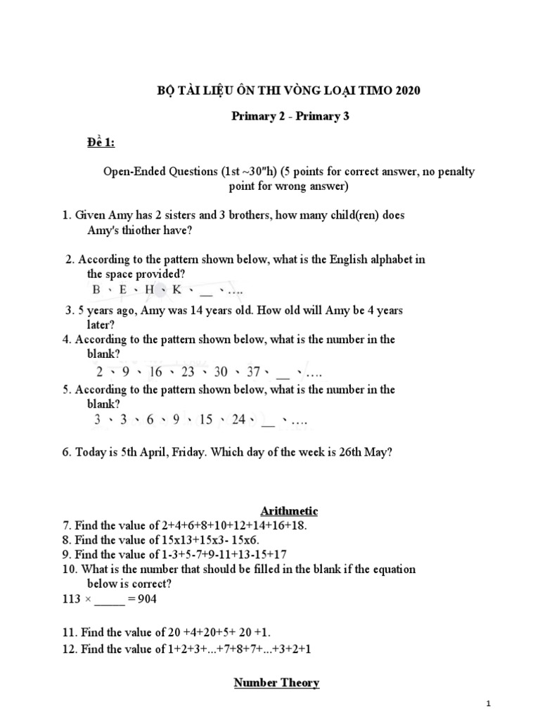 TIMO - Sample Test - P2P3 | PDF | Numbers | Number Theory