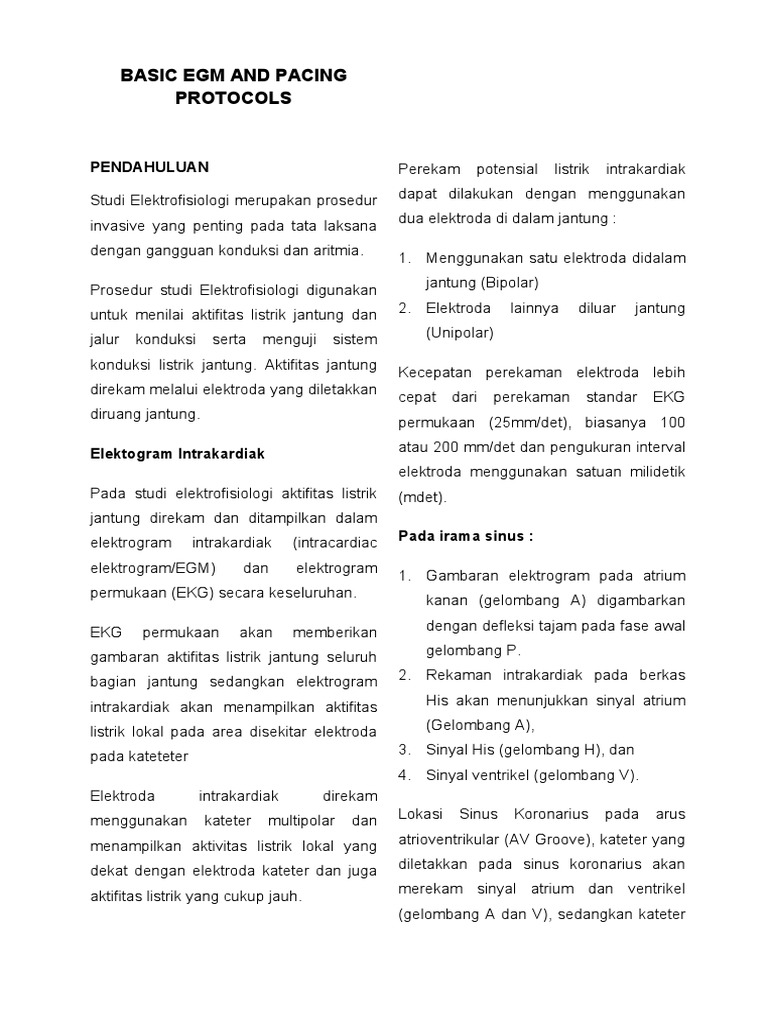 Basic Egm and Pacing Protocols | PDF
