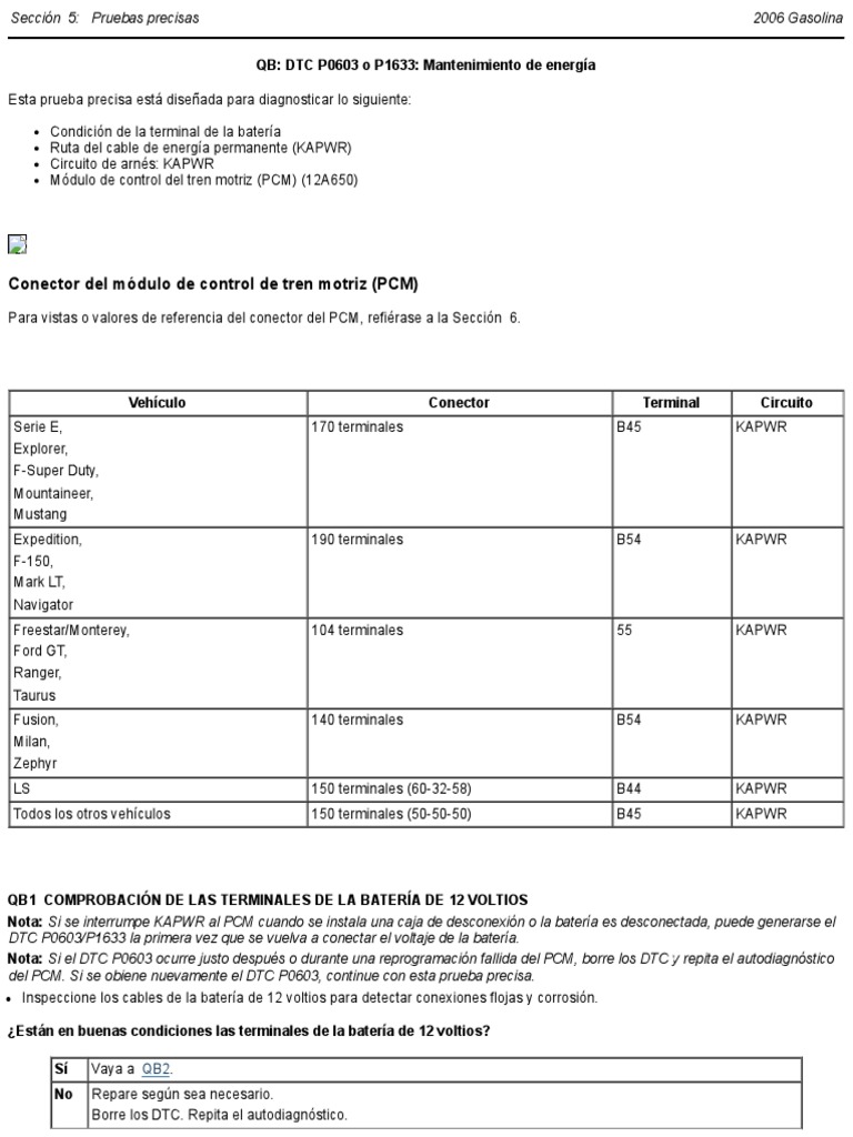 2006 Ranger DTC p0603 Kam Ford | PDF | Ingenieria Eléctrica | Bienes ...