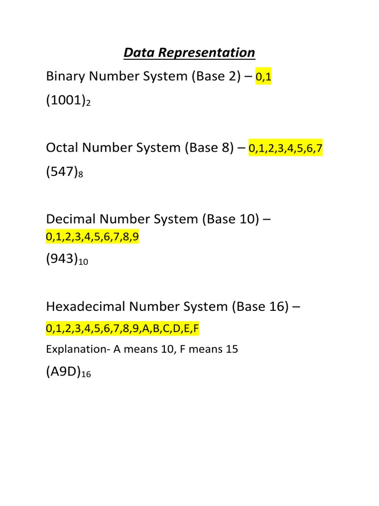 Data Representation | PDF