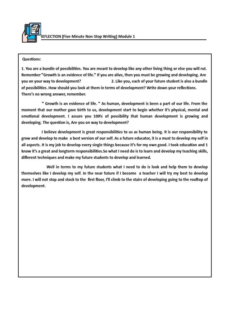 Self-Reflection on Development | PDF