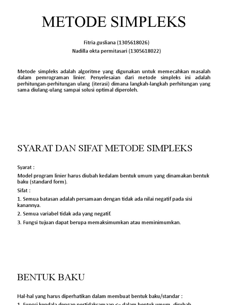 Metode Simpleks | PDF