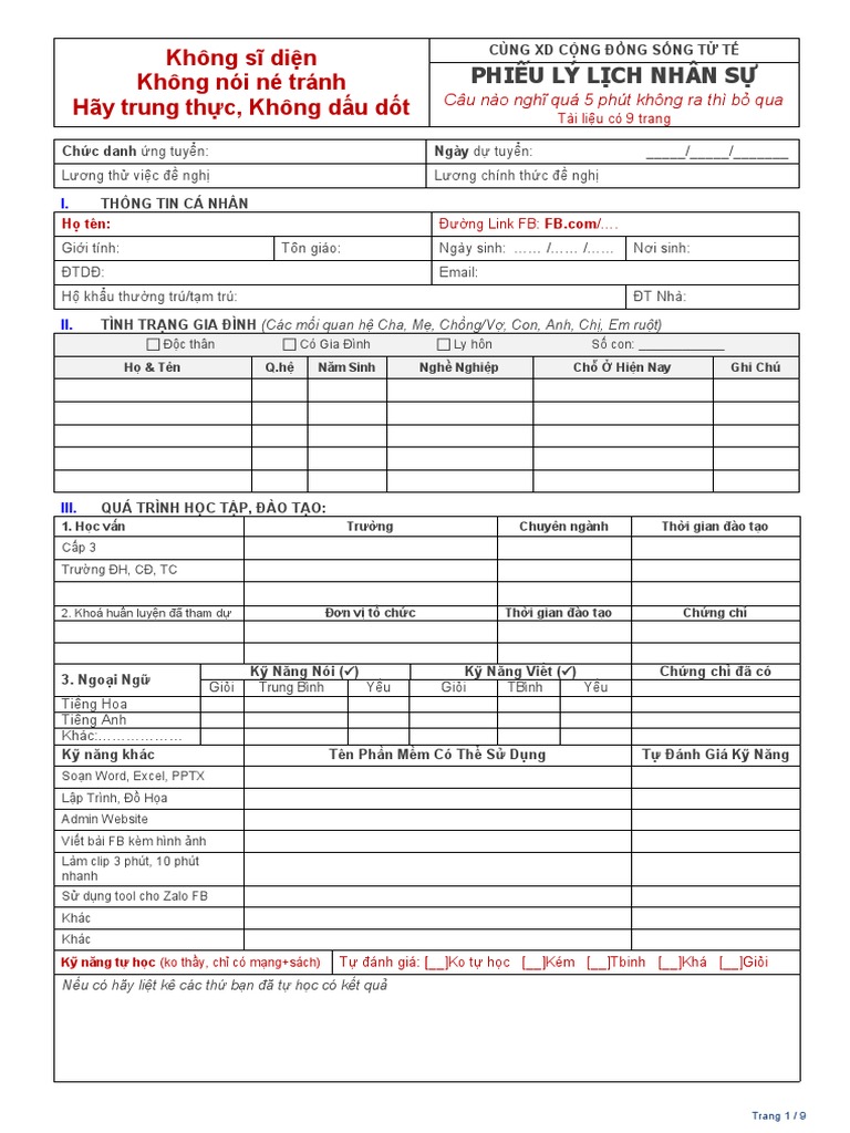 BM03 PhongVan NhanSu 200 Cau Hoi | PDF