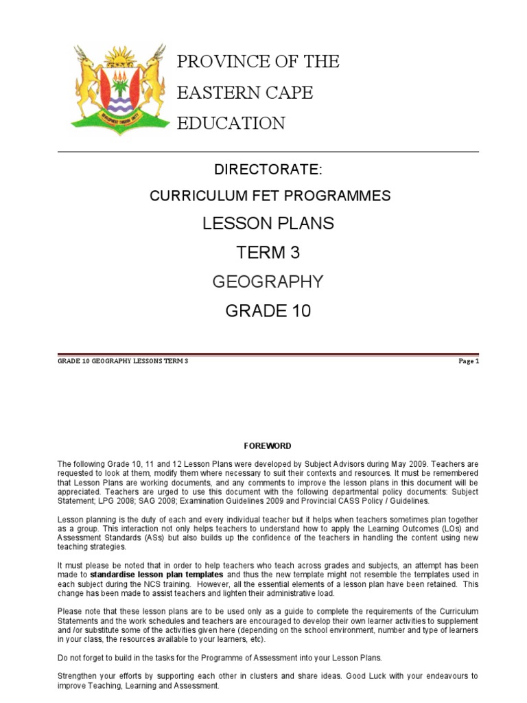 30.90-Grade 10 Geography | PDF | Learning | Educational Assessment