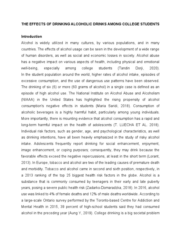 EFFECTS OF ALCOHOL AMONG COLLEGE STUDENTS | PDF | Alcoholism | Ethanol