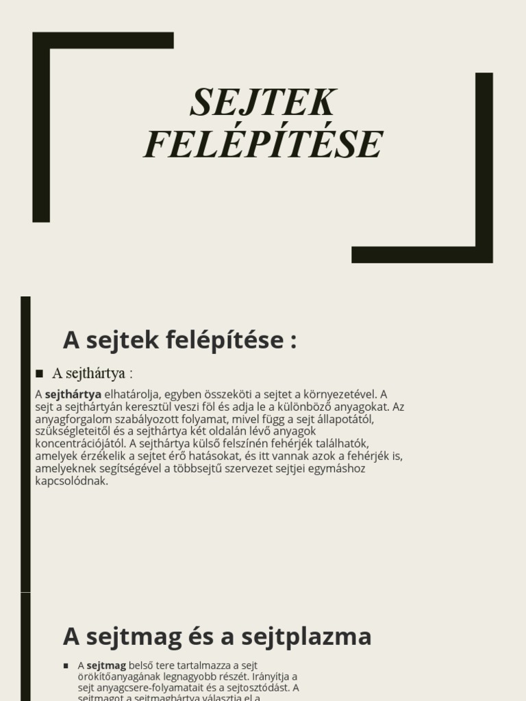 Sejtek Felépítése | PDF