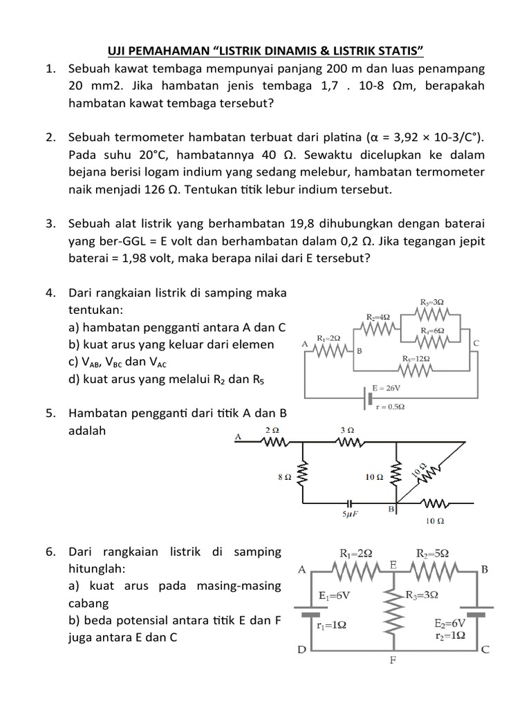 Uji Pemahaman Listrik Dinamis dan Statis | PDF