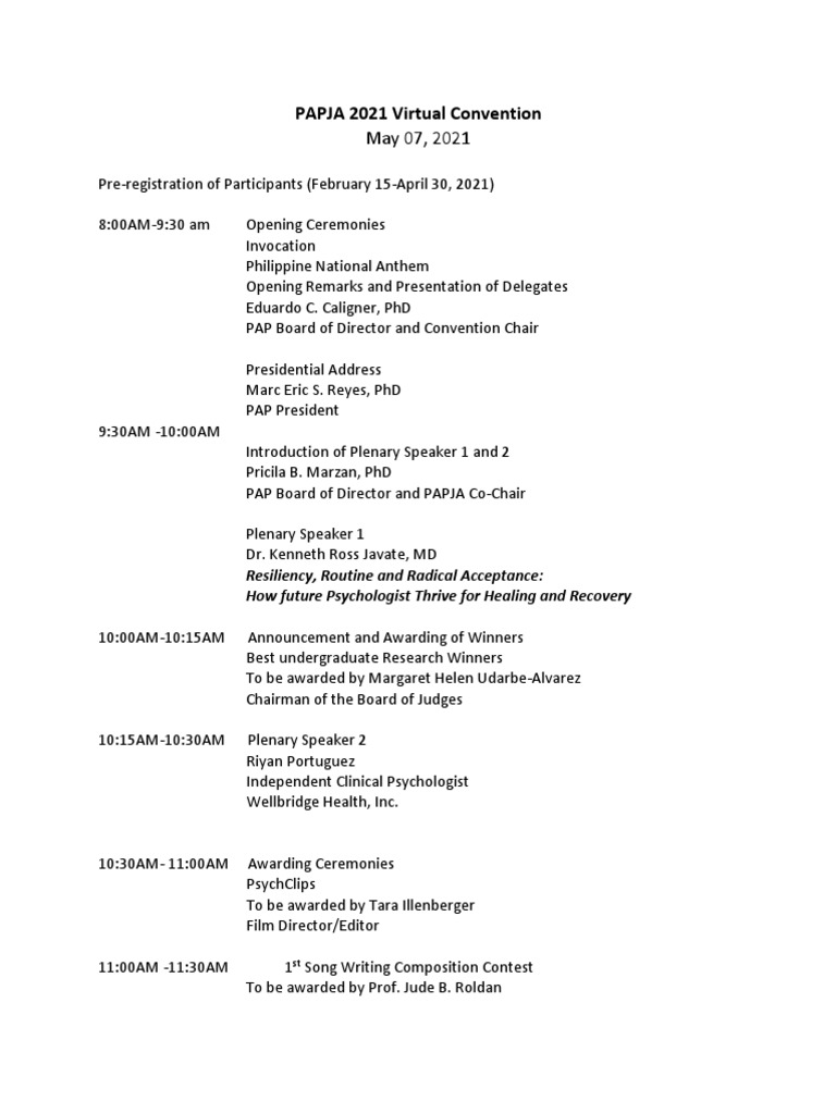 PAPJA 2021 Virtual Convention | PDF