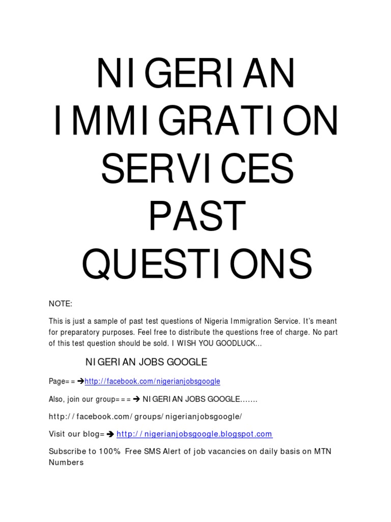 Nigeria Immigration Past Questions & Answers Part 2 | PDF | Nigeria