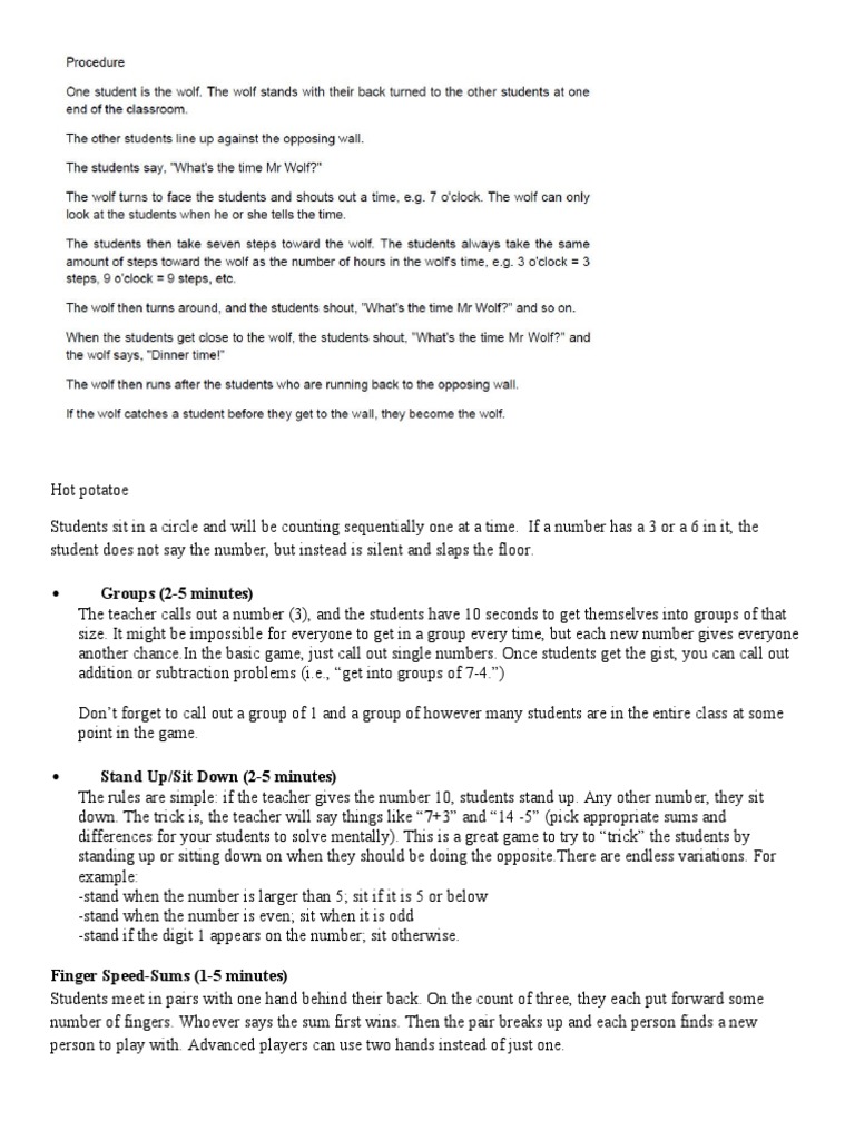 Hot Potato: A Collection of Number Games to Engage Students and Promote ...