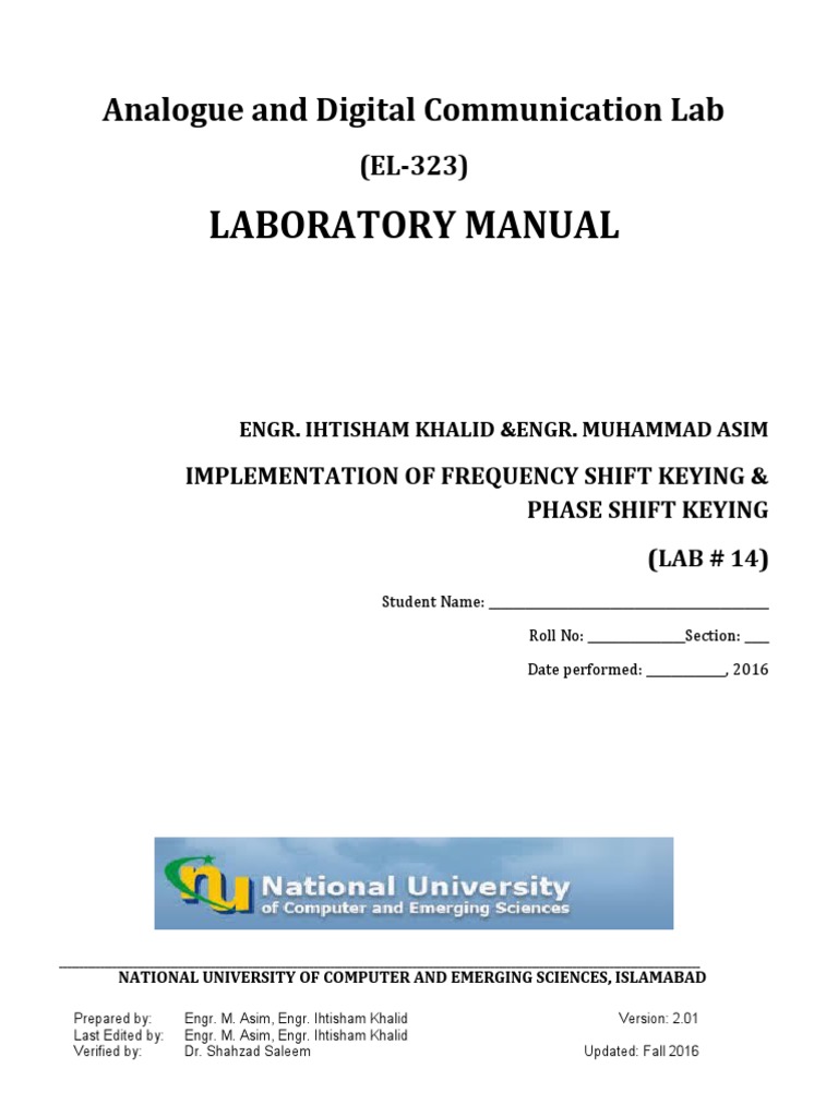 Laboratory Manual: Analogue and Digital Communication Lab | PDF | Modulation | Data Transmission