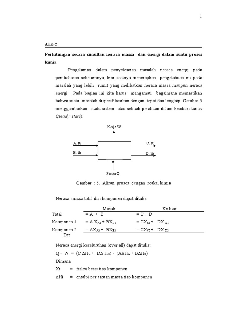 Neraca Massa & Energi Secara Simultan | PDF