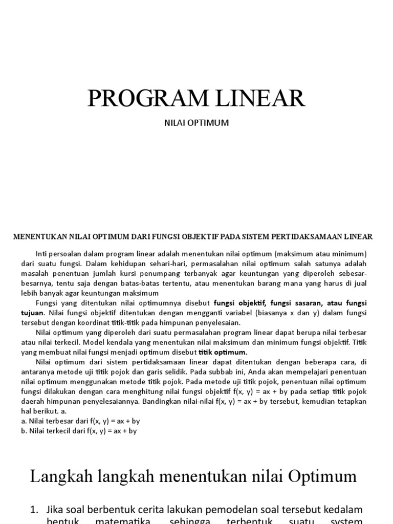 OPTIMASI PROGRAM LINEAR | PDF