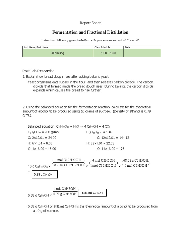 Fermentation and Fractional Distillation | Download Free PDF | Ethanol ...