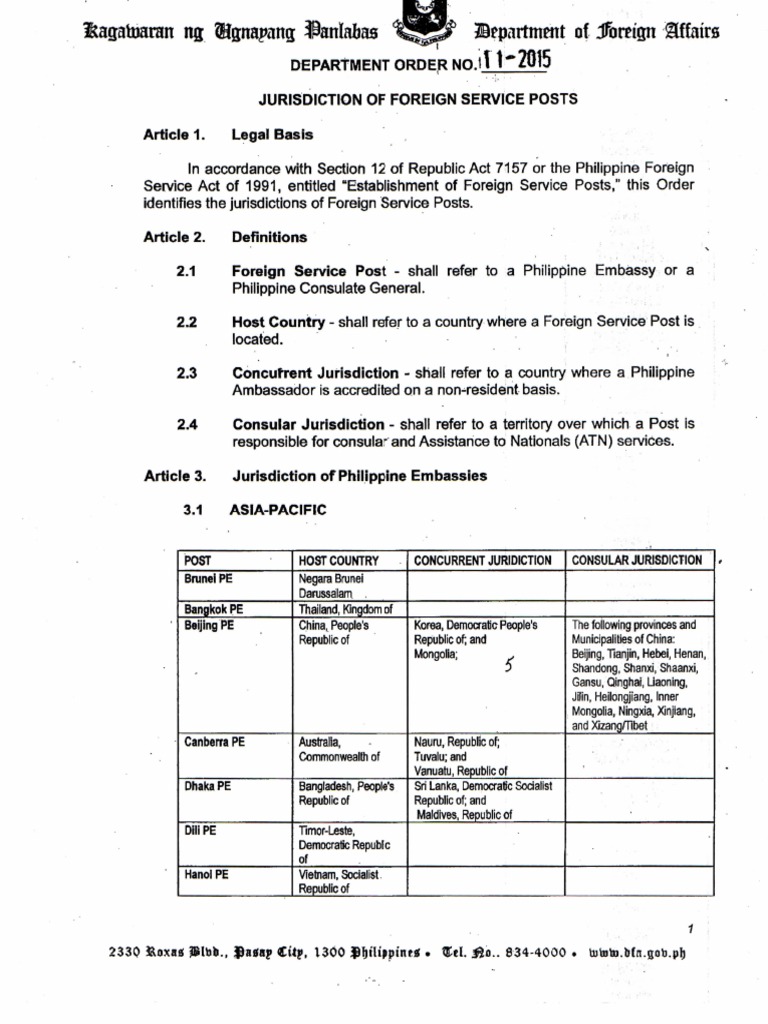 Jurisdiction of Foreign Service Posts | PDF