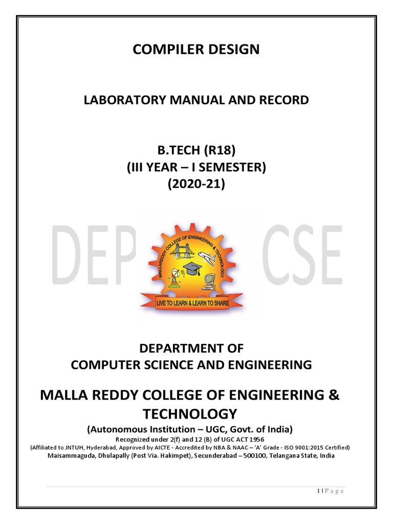 Compiler Design Lab | Download Free PDF | Parsing | Compiler Compiler Design Lab | Download Free PDF | Parsing | Compiler