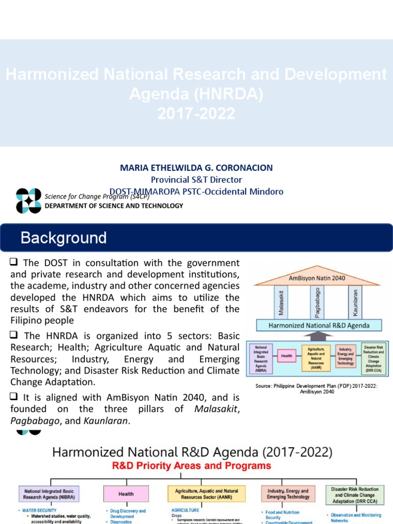 Harmonized National Research and Development Agenda (HNRDA) 2017-2022 ...